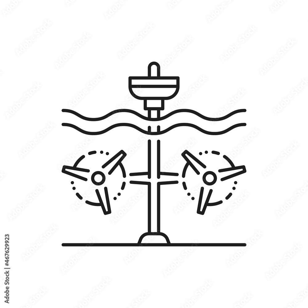 Wave station alternative energy source isolated thin line icon. Vector ...