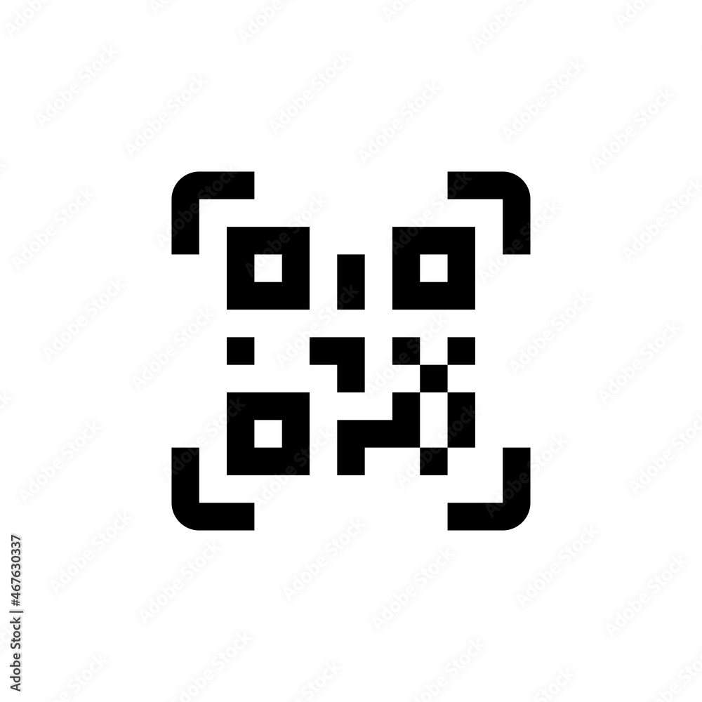 QR code. QR-code pictogram. Icon for scanning or reading a QRcode ...