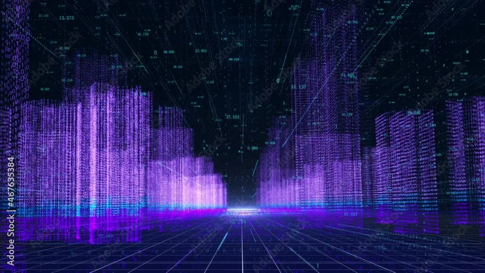 Vidéo Stock Holographic particle wireframe technology urban high-rise ...