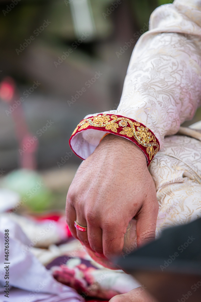 Indian hindu wedding ritual hands close up Stock Photo | Adobe Stock