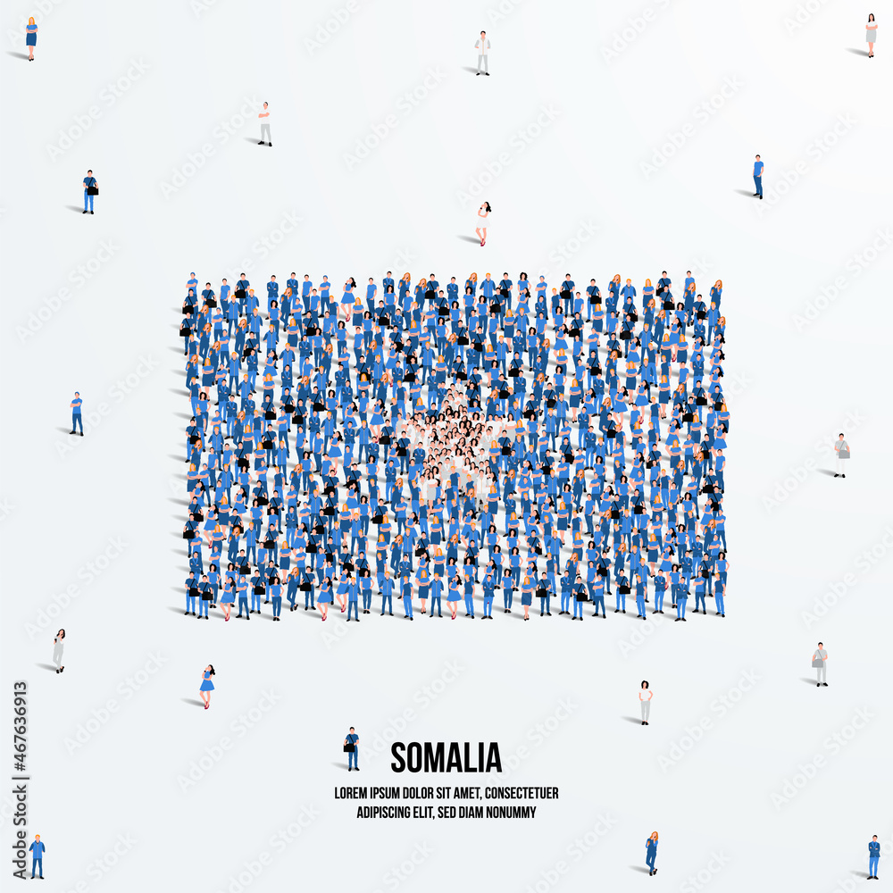 Somalia Flag. A large group of people form to create the shape of the ...