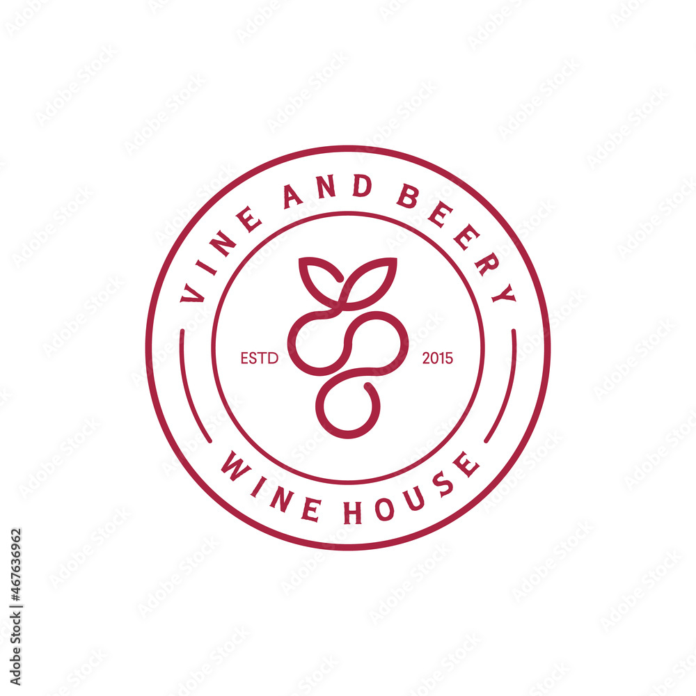 grape wine logo with label badge emblem design template Stock Vector ...