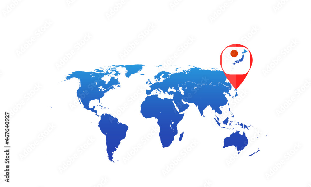 Japan map and Japan in world map location flag Stock Vector | Adobe Stock
