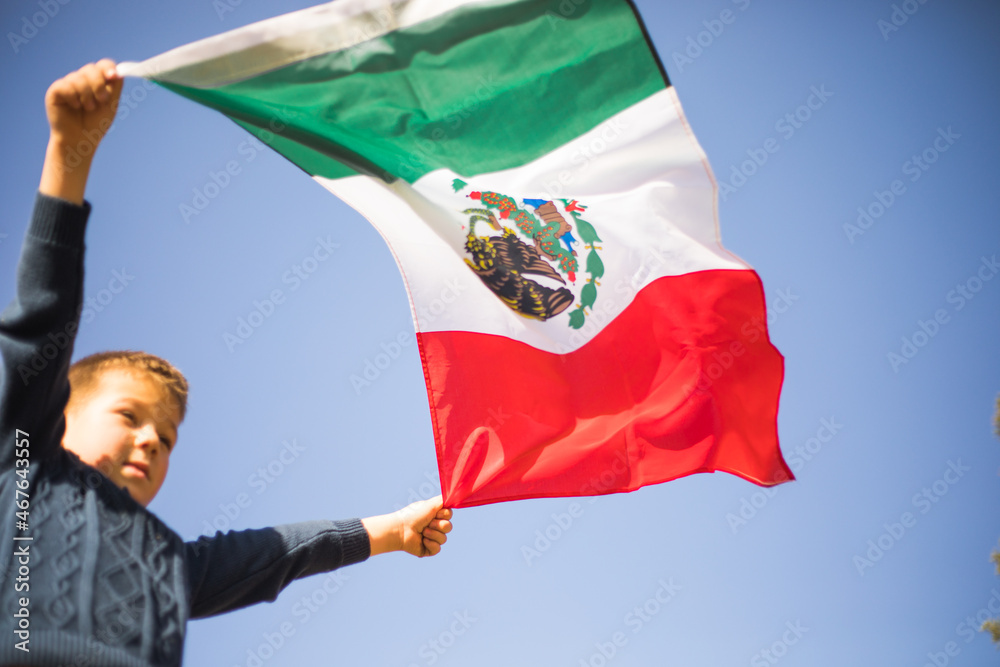 People holding flag of Mexico. "September 16. Independence Day of ...