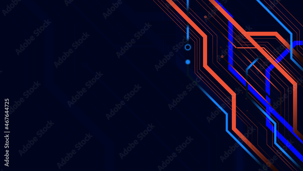 Abstract blue and orange color circuit lines Futuristic technology ...