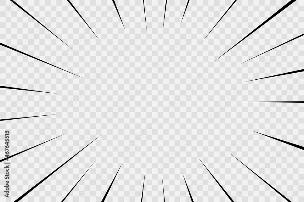 Manga frame with speed flash lines. Comic anime radial effect ...