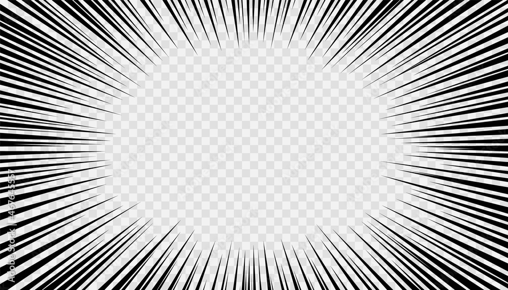 Manga frame with speed radial lines. Comic anime flash effect. Splash ...