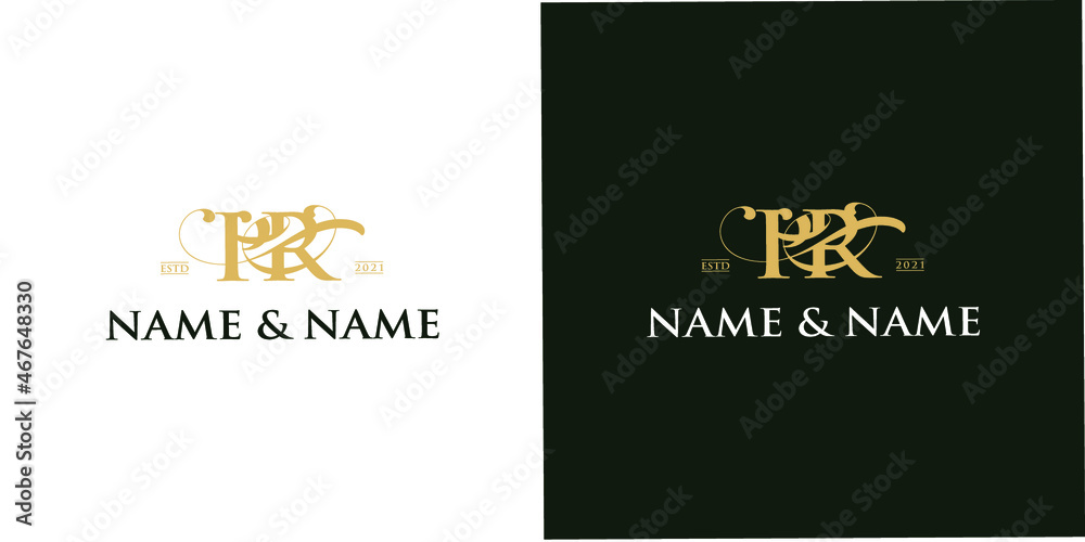 Letter PR Luxury name logo for wedding invitation Stock Vector | Adobe ...