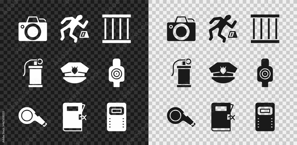 Set Photo camera, Crime scene, Prison window, Whistle, Police station ...