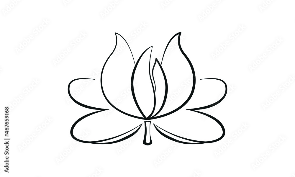 Water flower logo in art deco style. Thin line element in white ...