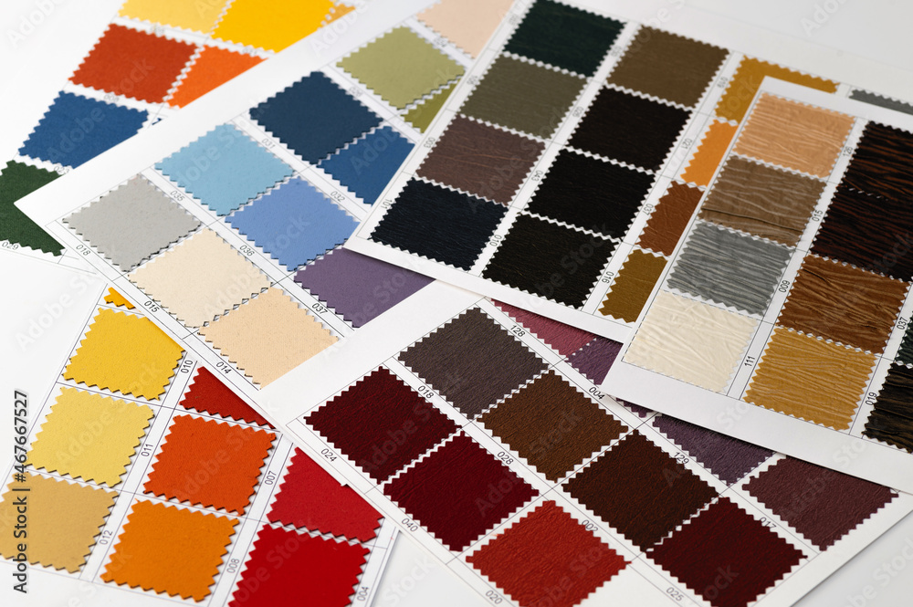 texture palette of fabric samples for selection, home design, textile ...