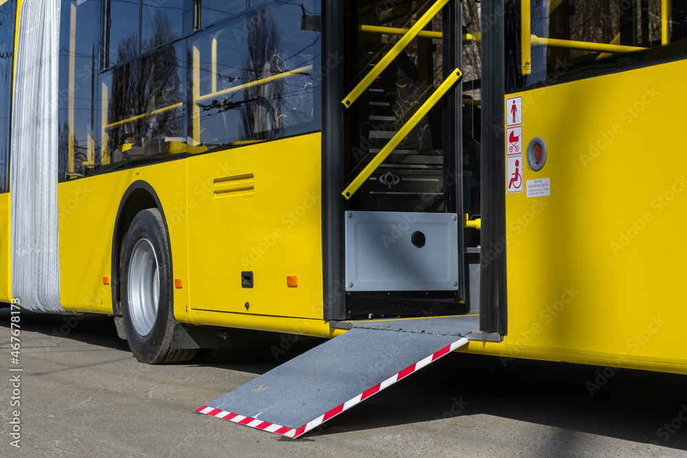 Exit from the bus with a ramp Stock Photo | Adobe Stock