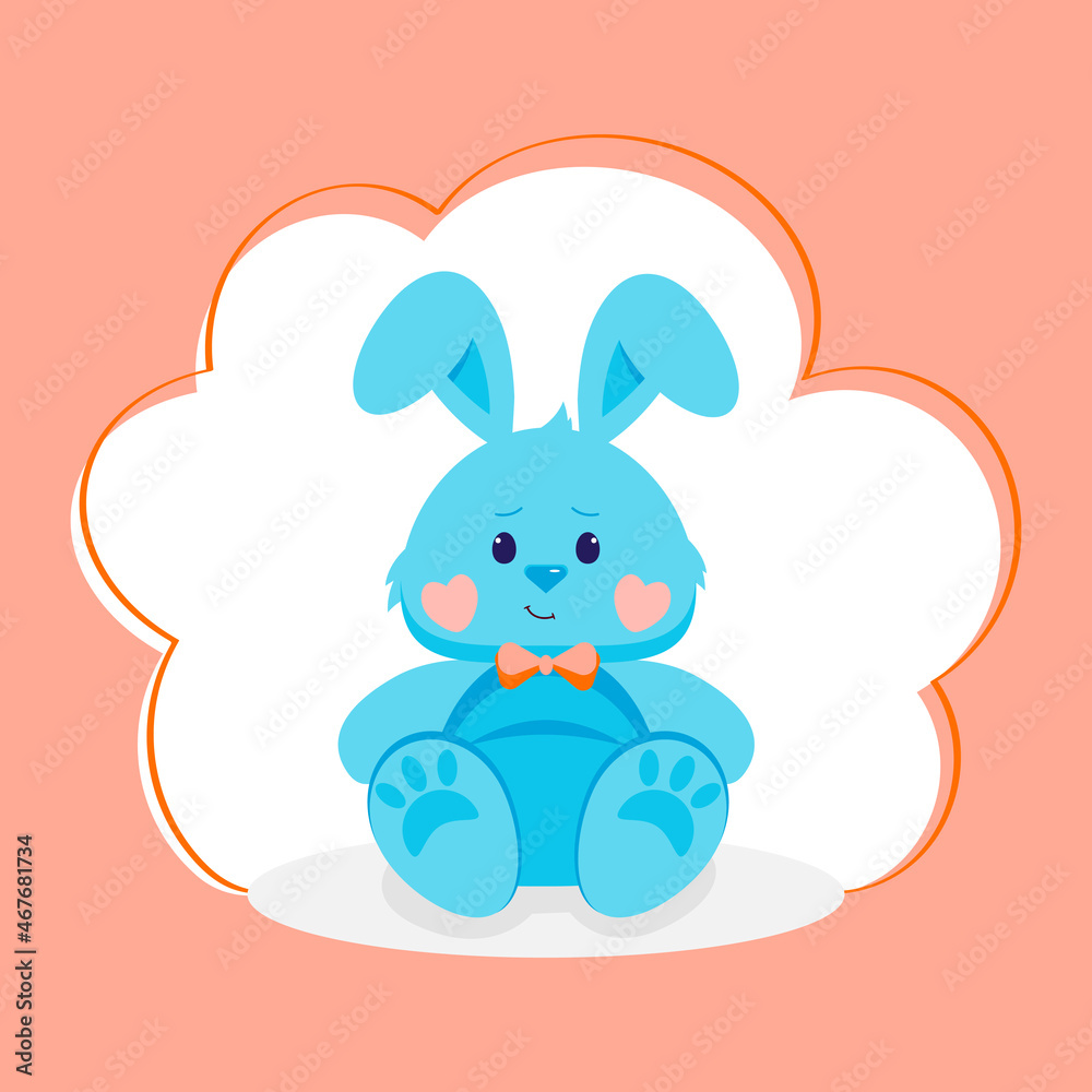 Rabbit. Vector illustration of blue cartoon rabbit on a cloud Stock ...