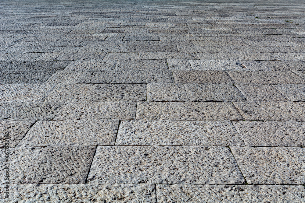 Foto de View of Gray Brick Stone on the Ground of a Street. Pedestrian ...