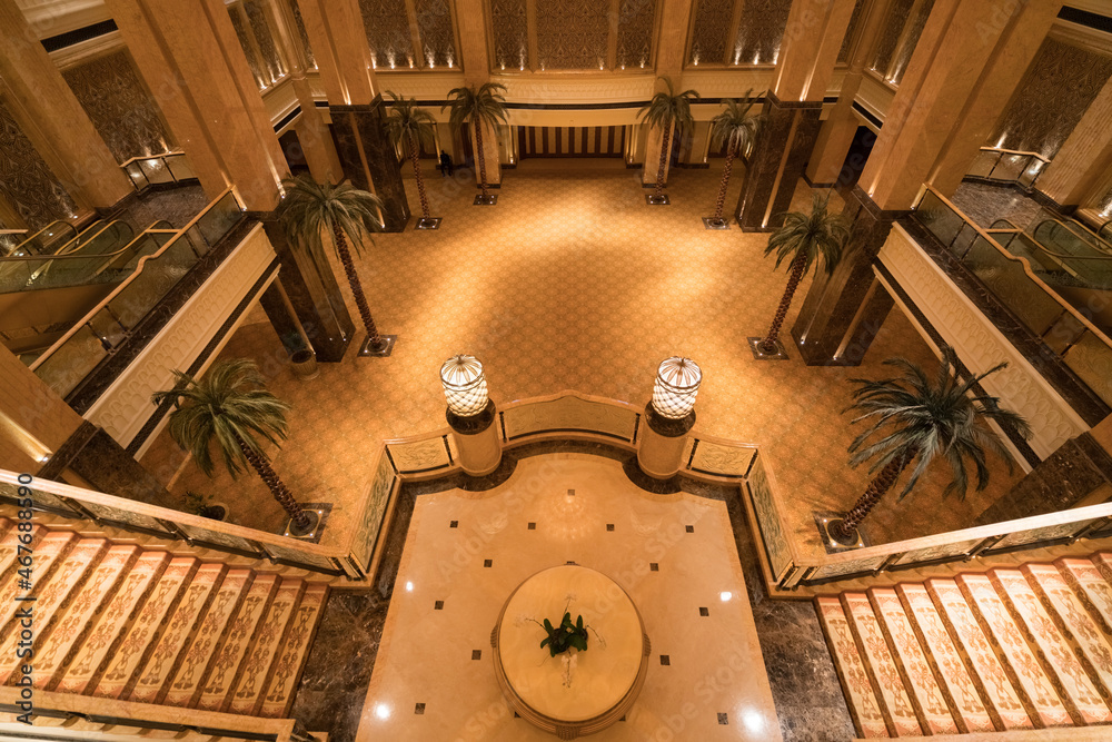 ABU DHABI, UAE - 22 MARCH 2017:Interior of Emirates Palace. Emirates ...