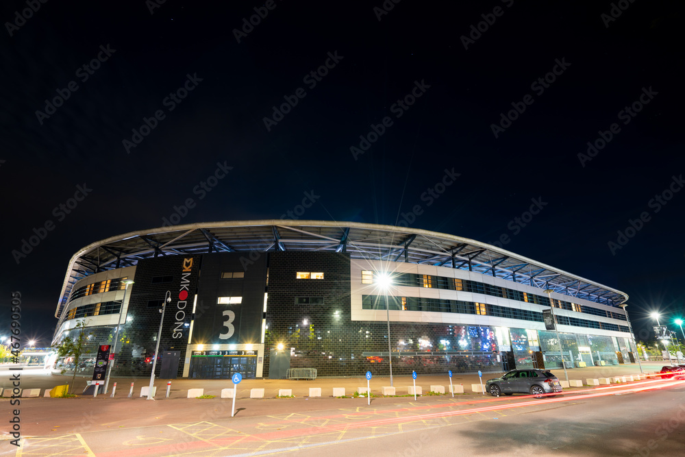 Milton Keynes,England-September 2021: Stadium MK Dons at night.Stadium ...