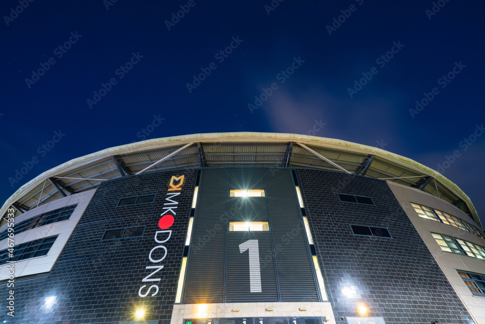 Milton Keynes,England-September 2021: Stadium MK Dons at night.Stadium ...