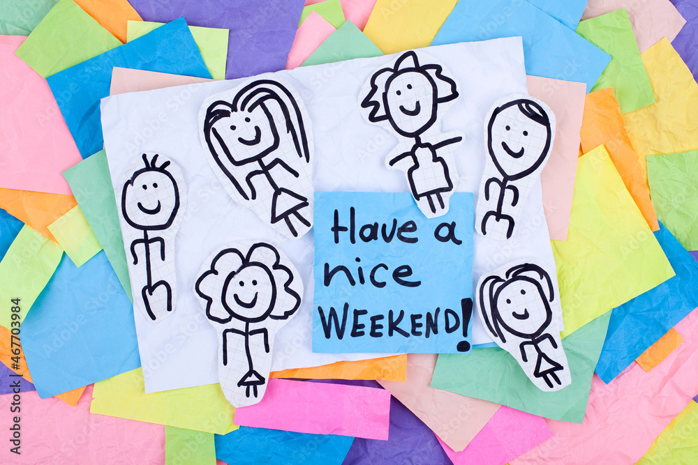 Weekend concept note on colorful background Stock Photo | Adobe Stock