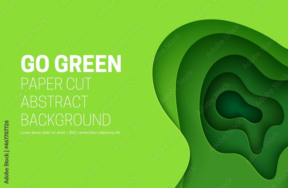 Go green abstract background in paper cut style. 3d layout wallpaper ...