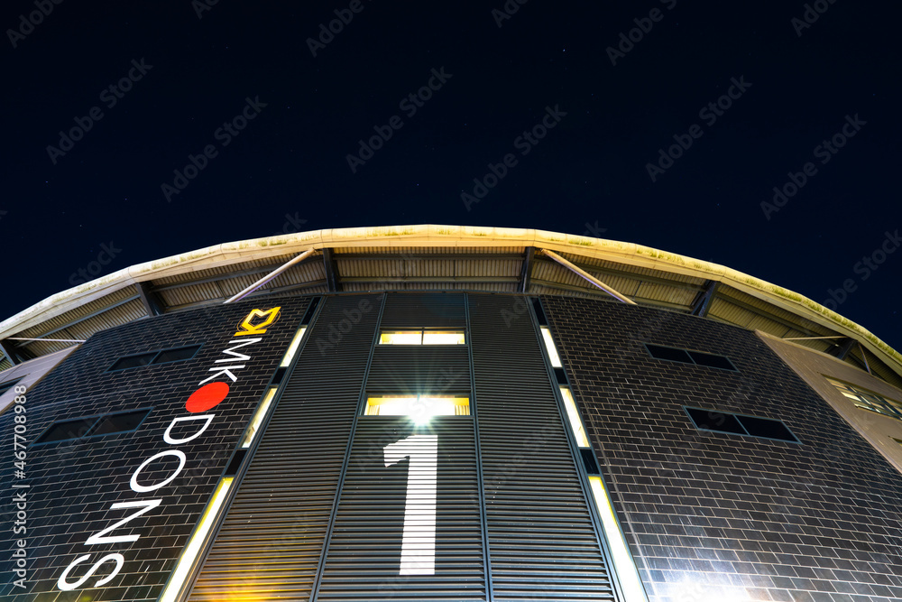 Milton Keynes,England-September 2021: Stadium MK Dons at night.Stadium ...