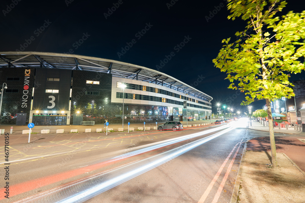 Milton Keynes,England-September 2021: Stadium MK Dons at night.Stadium ...