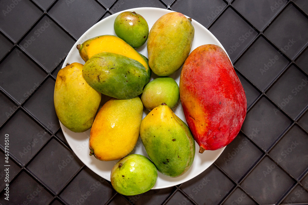 Typical varieties of Brazilian fruit Mango sword, coquinho, caipira and ...