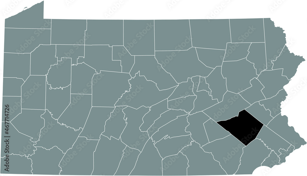 Black highlighted location map of the Berks County inside gray ...