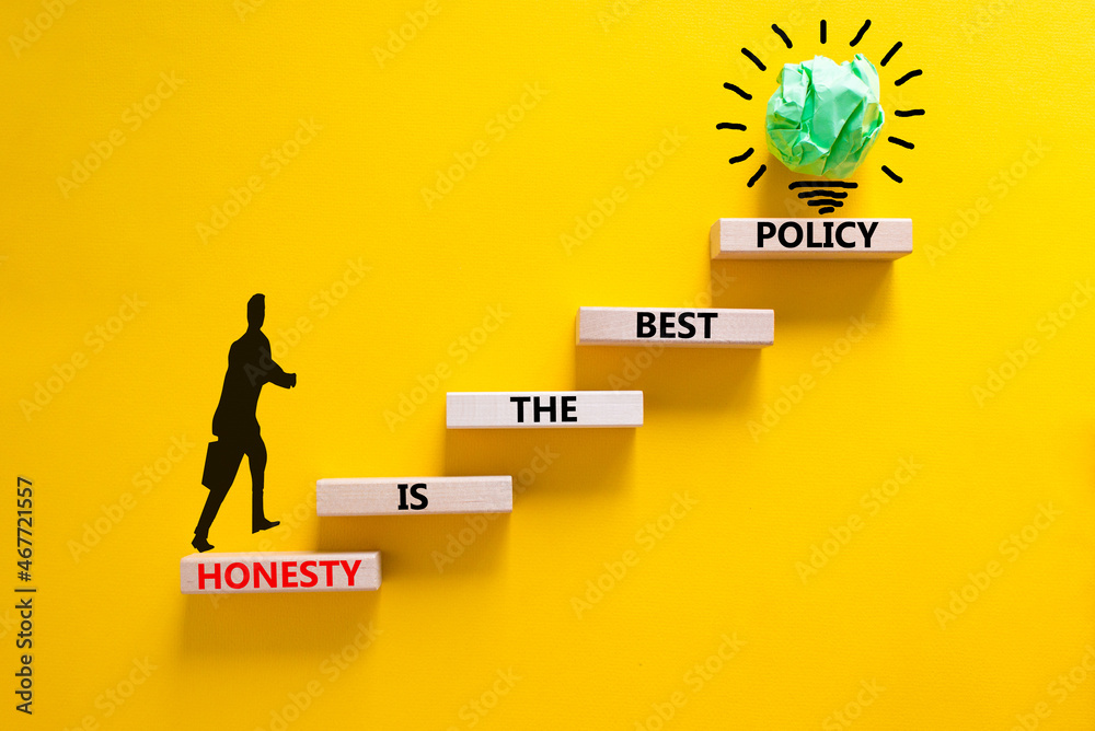 Honesty is the best policy symbol. Wooden blocks with words Honesty is ...