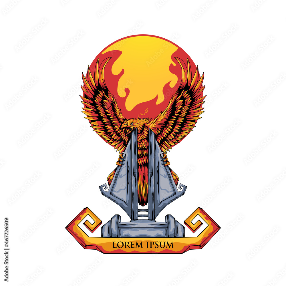 Garuda bird and monument illustration artwork, suitable for t-shirt ...