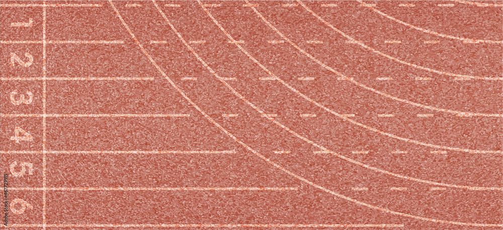 Athletics running textured track with start numbers and lines vector ...