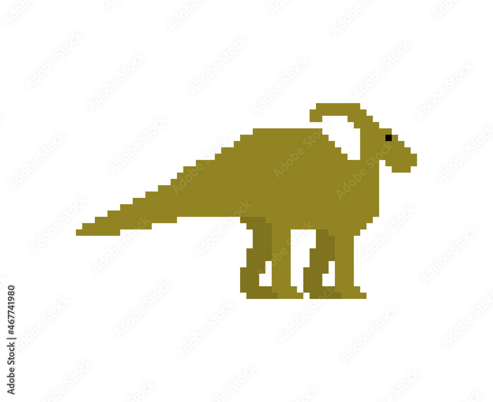 Parasaurolophus pixel art dinosaur. pixelated Ancient animal. 8bit Dino ...