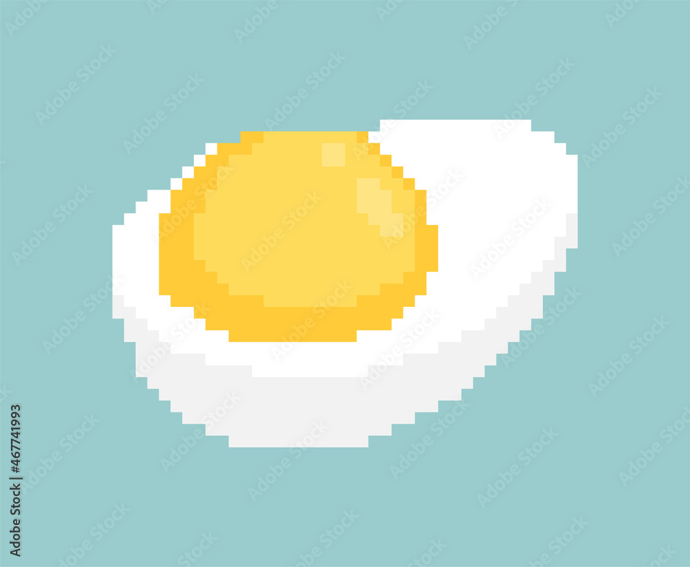 Boiled egg pixel art. Half an egg 8 bit. pixelated food vector ...