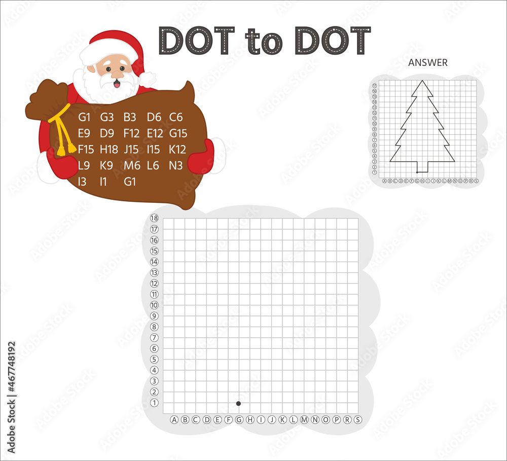 Game tasks for kids. Draw points by coordinates and connect them with ...