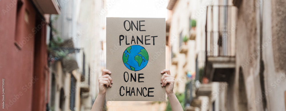 Demonstrator on the city protesting against climate change and ...