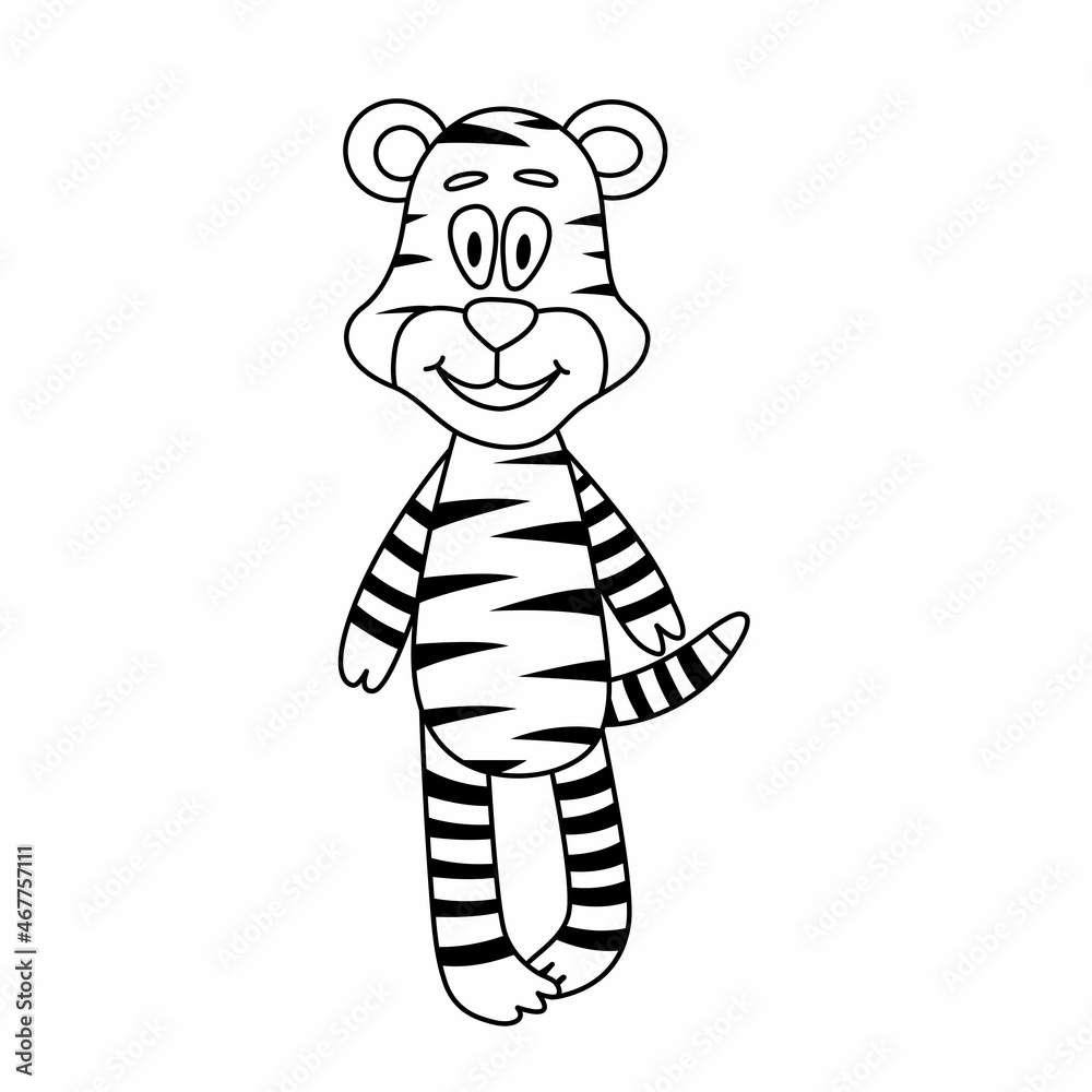 Chinese tiger for new year. Coloring page for children. Doodle vector ...