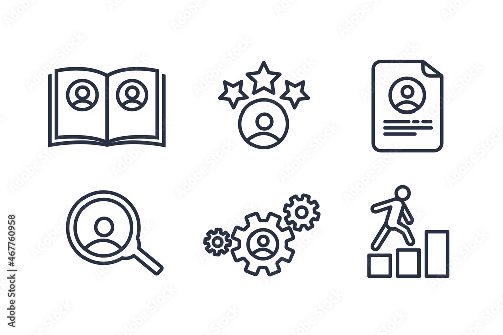 Vector Set of Linear Icons Related to Recruitment, Career Progress and ...