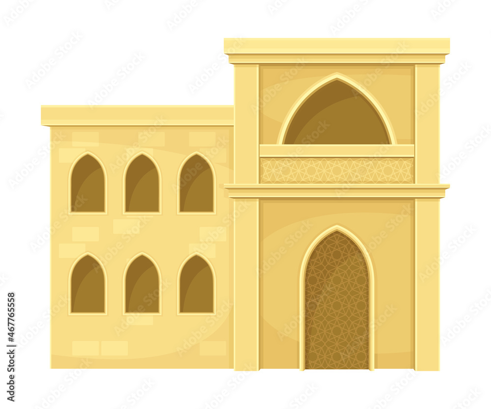 Traditional Arabic desert mud house. Middle East two storey building ...