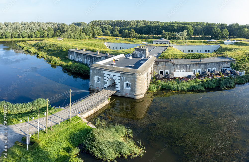 Top view of fortress Liezele, a concrete fort building from the war ...