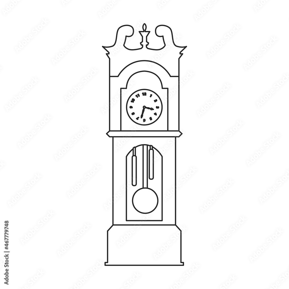 Antique clock isolated outline icon. Vector illustration old watch on ...