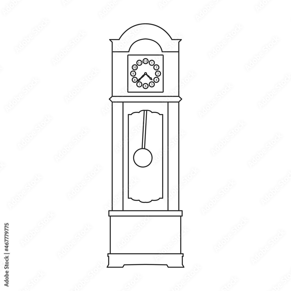 Antique clock isolated outline icon. Vector illustration old watch on ...