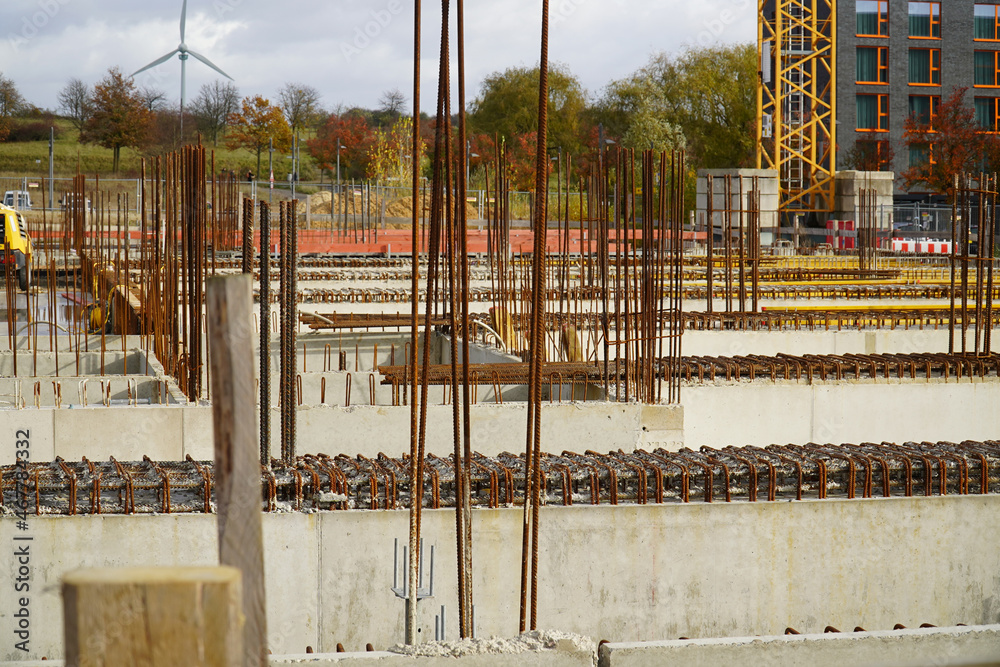 Construction rebar steel work reinforcement. Reinforcement steel bars ...