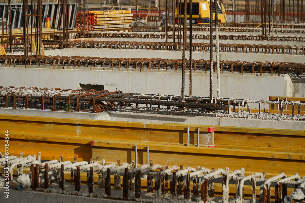 Construction rebar steel work reinforcement. Reinforcement steel bars ...