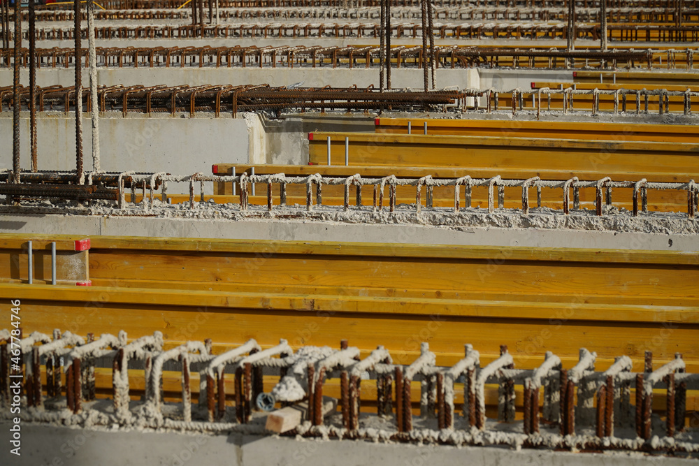 Construction rebar steel work reinforcement. Reinforcement steel bars ...