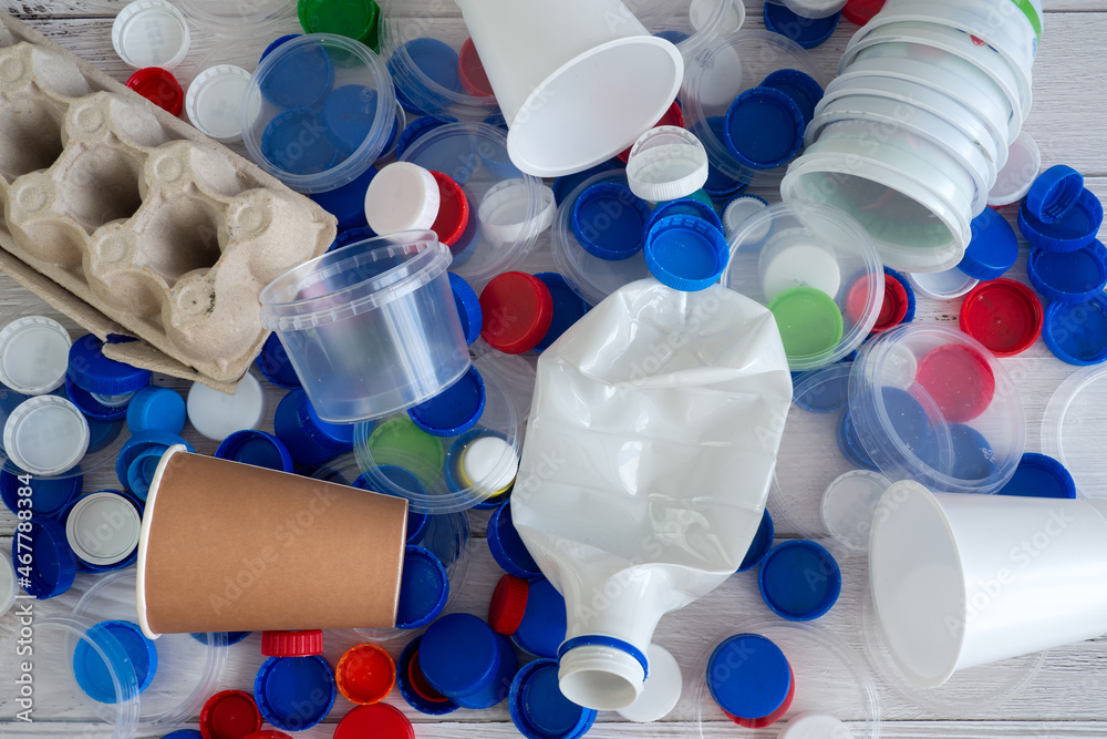 Waste sorting at home. Plastic waste for recycling. Zero waste and eco ...