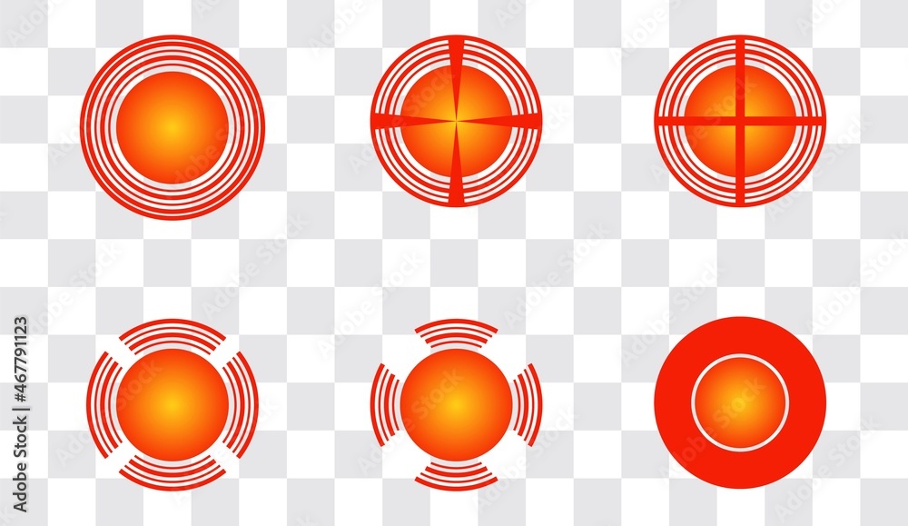 Point pain Pain localization mark Set of abstract symbols of pain Red ...
