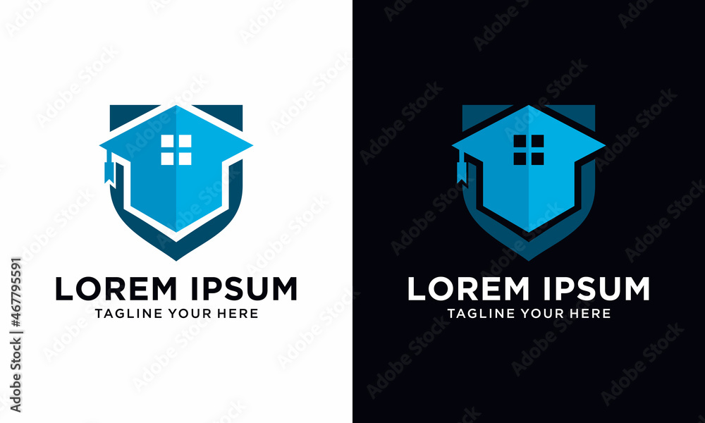 Education security logo design concept Illustration of house sign with ...