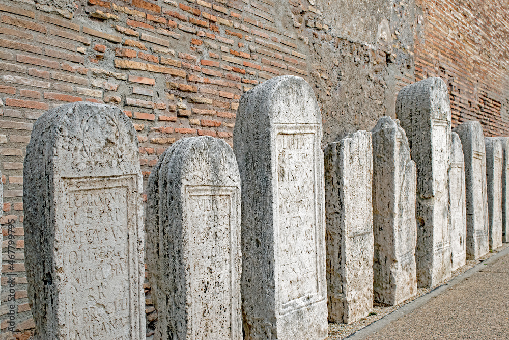 Ancient grave markers in Rome. Stock Photo | Adobe Stock
