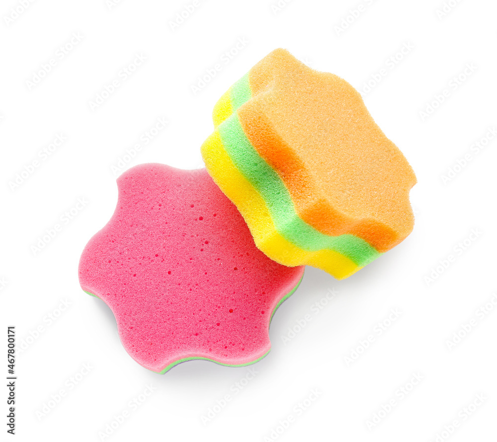 Star shaped bath sponges on white background Stock Photo | Adobe Stock