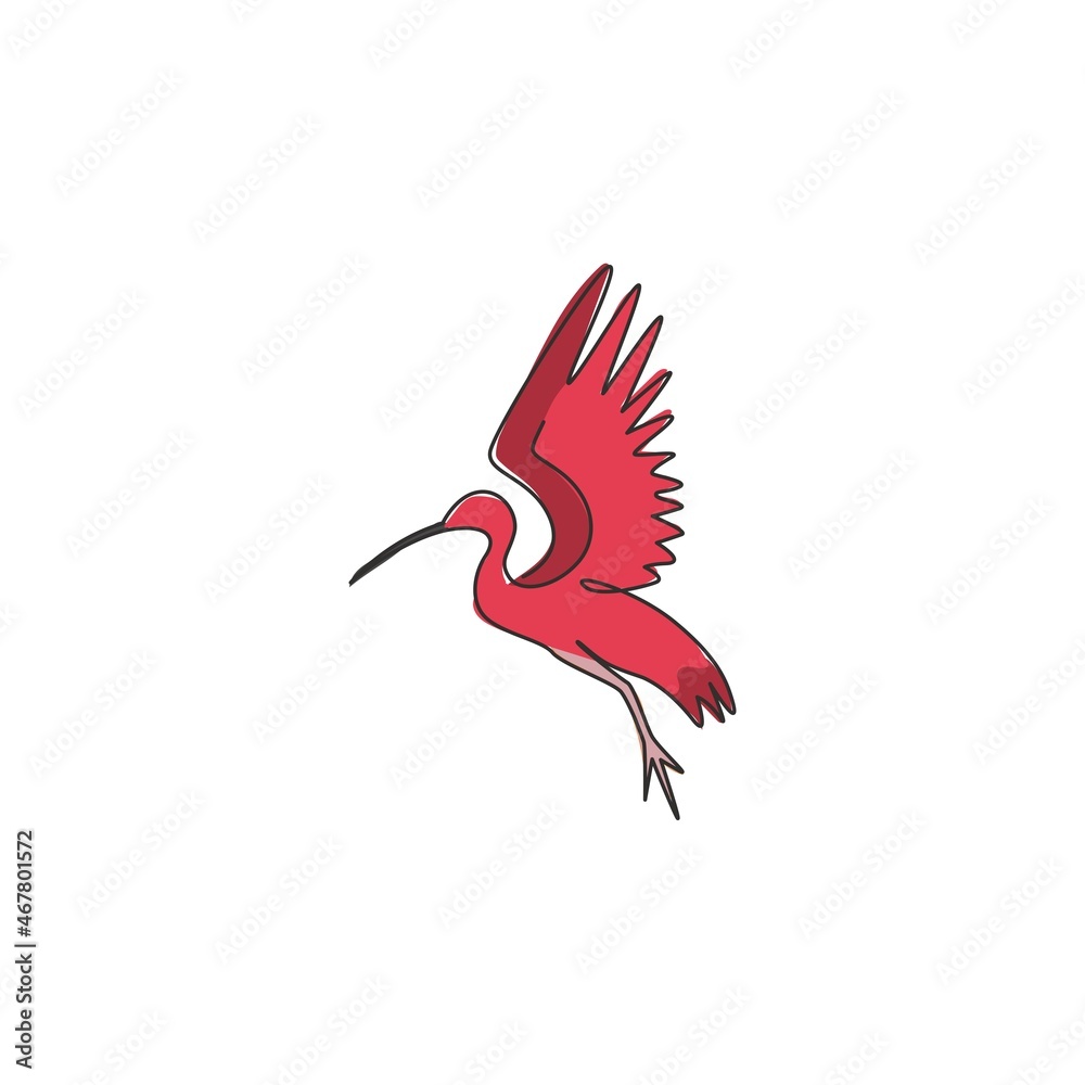 One single line drawing of adorable ibis for foundation logo identity ...