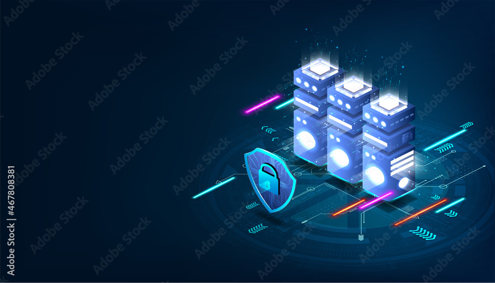 Cyber security concept, databases, big data, internet server, cloud storage and virtual networks ...